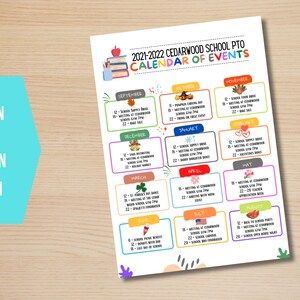 Editable Monthly Event Calendar Flyer Package Template, Year at a ...