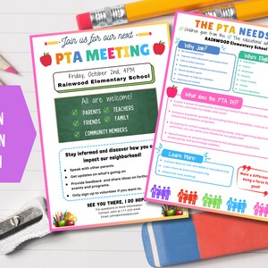 Editable PTO Flyer Bundle, Printable School PTO Information Forms ...