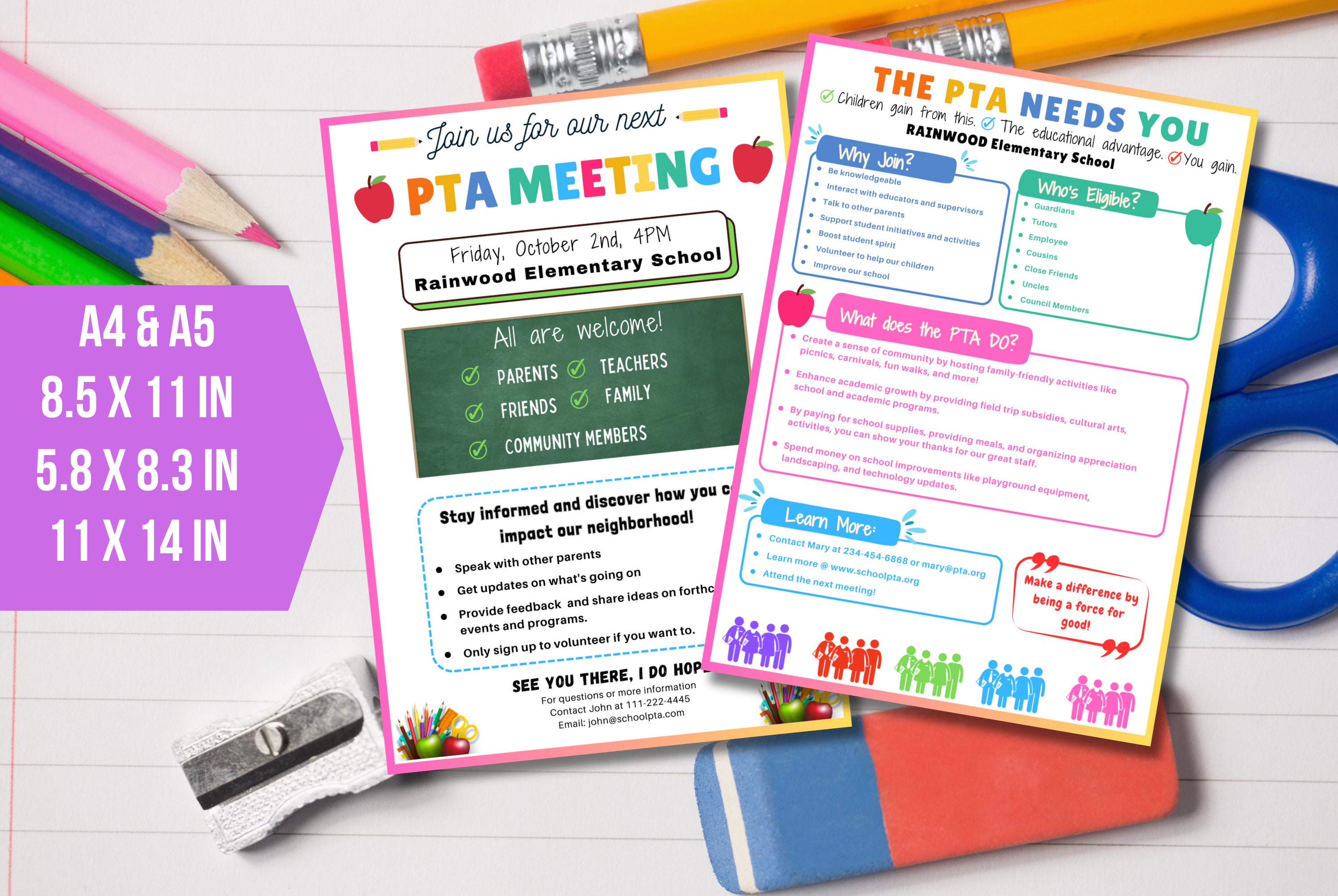 Editable PTO Flyer Bundle, Printable School PTO Information Forms ...