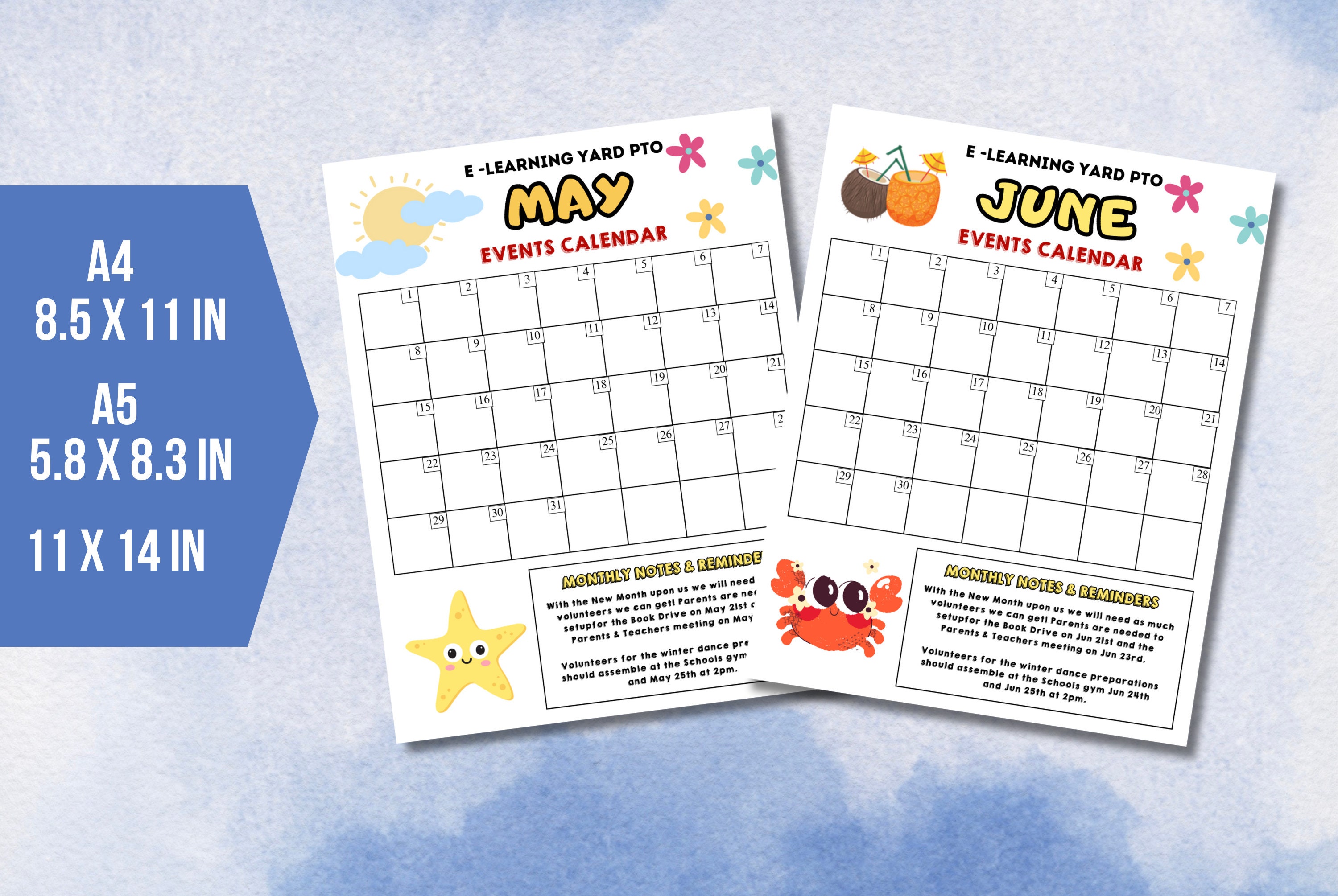 EDITABLE Monthly Event Calendar Flyer Template, Year at a Glance ...