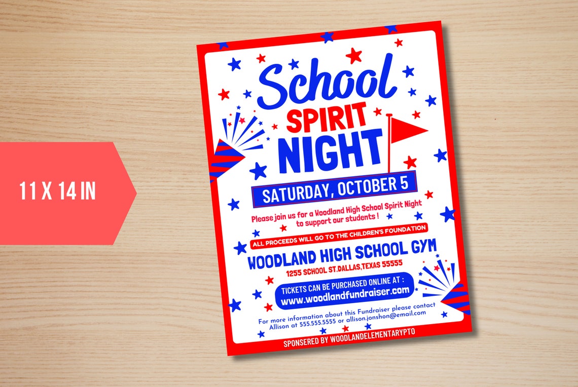 Editable School Spirit Flyer, School Spirit Night Party, Spirt Night ...