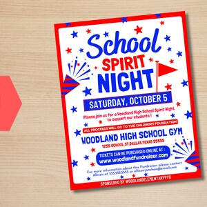 Editable School Spirit Flyer, School Spirit Night Party, Spirt Night ...
