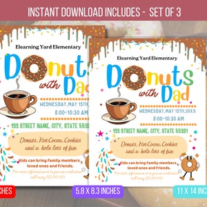 EDITABLE Donuts With Dad Flyer, Printable Donuts With Dad Invitation ...