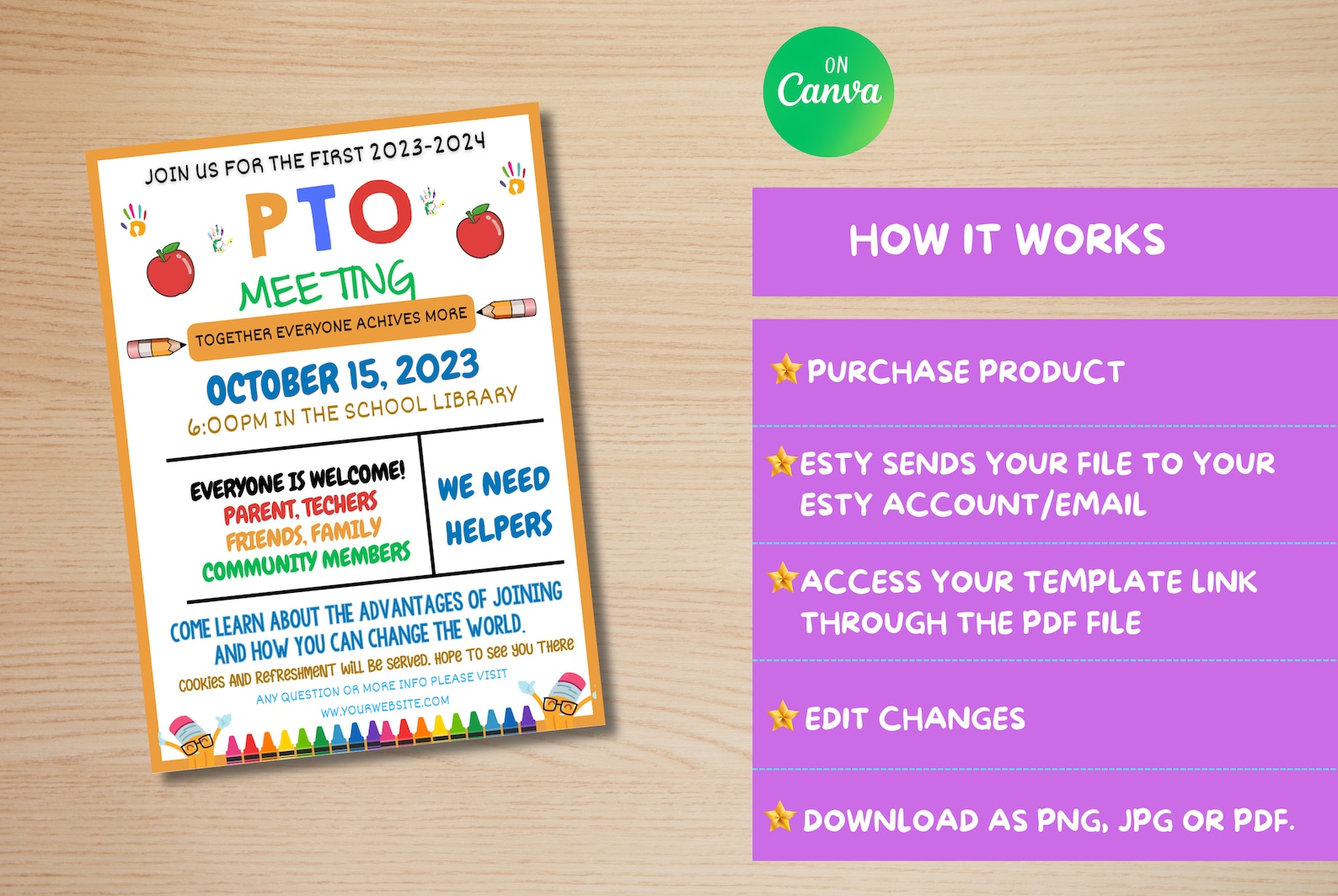 EDITABLE PTO PTA Meeting Handout Flyer School Fundraiser - Etsy