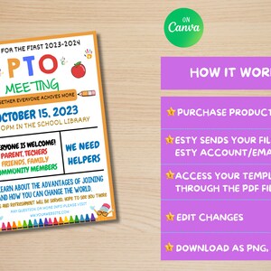 EDITABLE PTO PTA Meeting Handout Flyer, School Fundraiser Event ...
