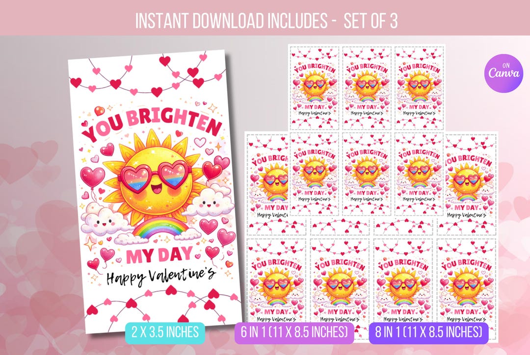 EDITABLE Valentines You Brighten My Day Tag, Valentines Gift Tag ...