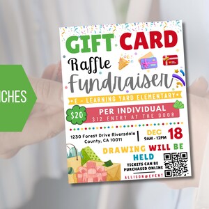 EDITABLE Gift Card Raffle Fundraiser Flyer, Raffle Fundraiser, Cash ...