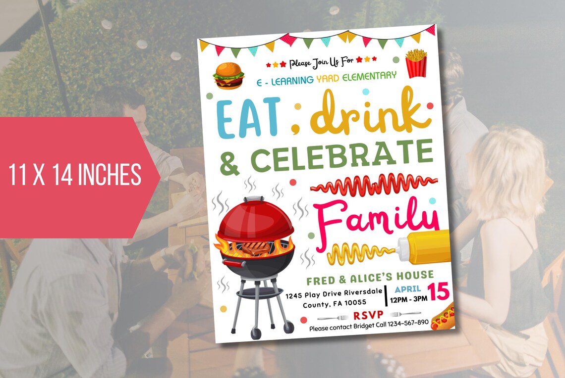 EDITABLE Eat, Drink and Celebrate Family Reunion Invite Flyer, Flyer ...