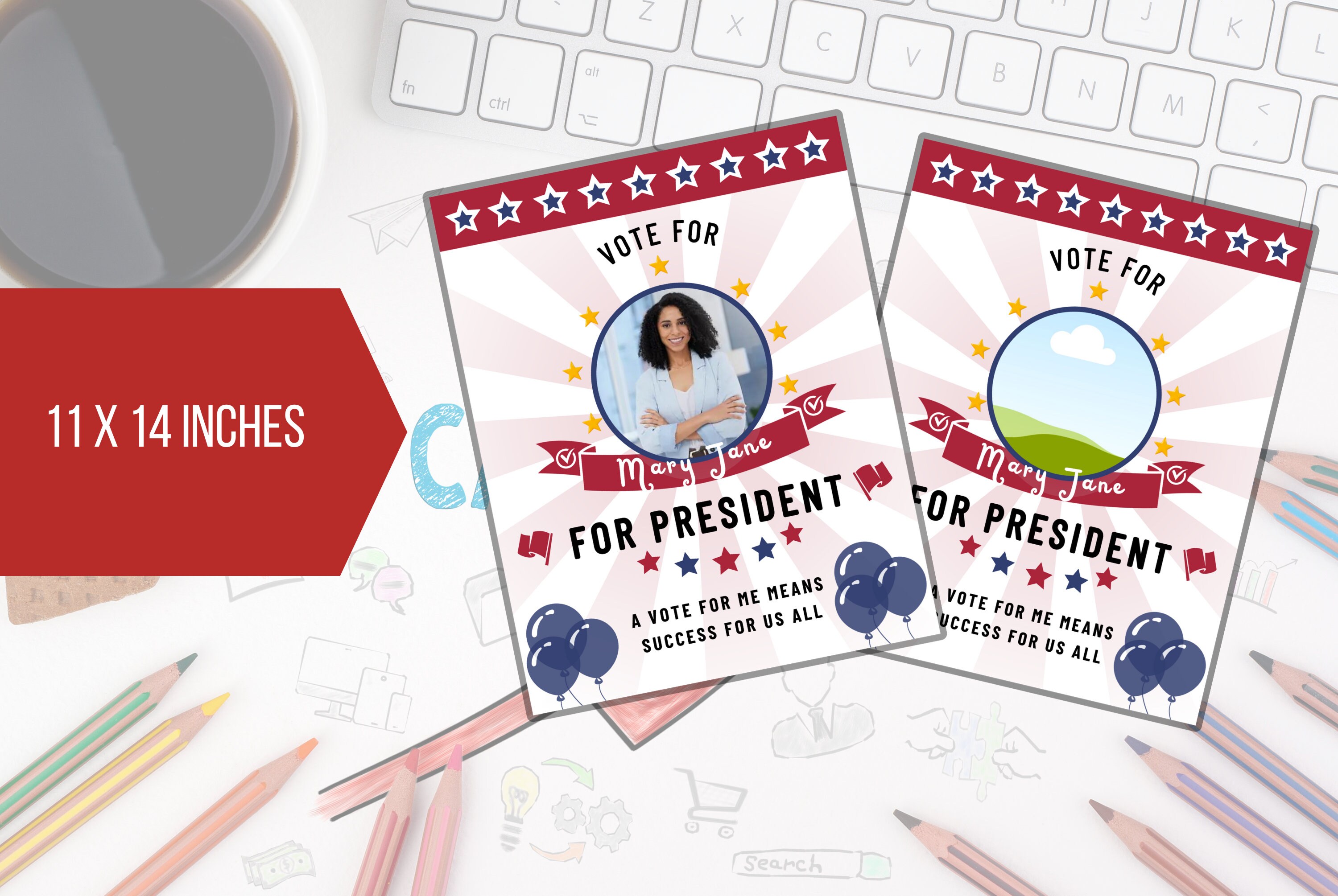 EDITABLE Presidential Campaign Poster, Class Campaign President, High ...