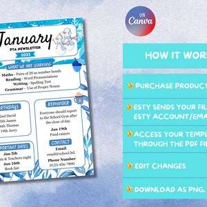 EDITABLE January Newsletter Template, Classroom Printable Handout Flyer ...