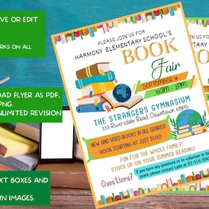 EDITABLE Book Fair Flyer Printable School Fundraiser Invitation ...