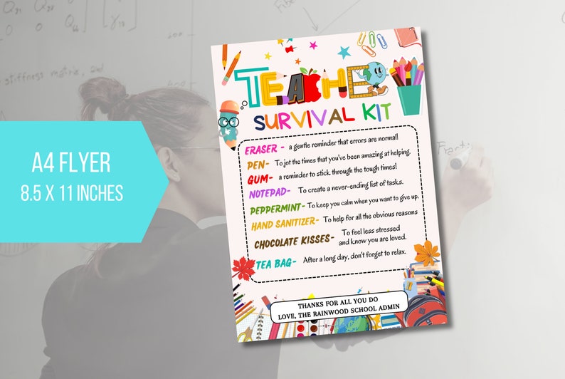 EDITABLE Teacher Survival Kit Template, Teacher Thank You Gift ...