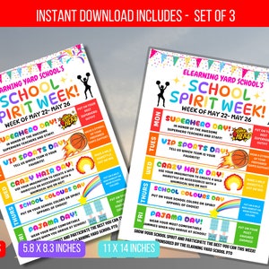 EDITABLE School Spirit Week Flyer, School Spirit Week Poster, Spirit ...