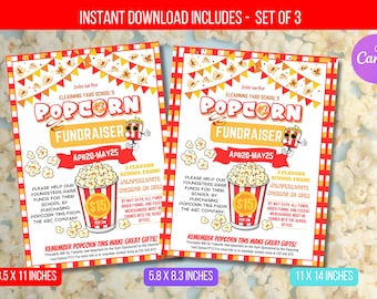 Popcorn Fundraiser Flyer, Editable PTA PTO School Church Popcorn ...