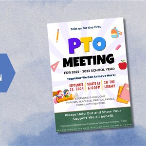 EDITABLE August PTO Meeting Handout Flyer, School Information Meeting ...