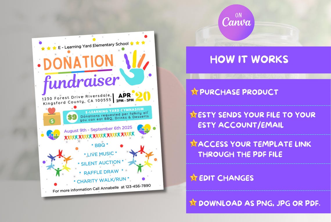 EDITABLE PTO PTA Donation Fundraiser Flyer Template, Fundraiser Flyer ...