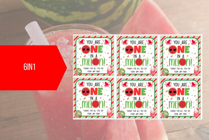 EDITABLE Watermelon Appreciation Gift Tag, You Are One in A Melon ...