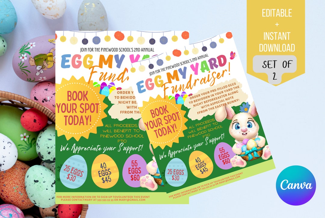 Egg My Yard Event Flyer Printable, Editable Egg Event Easter Bunny ...