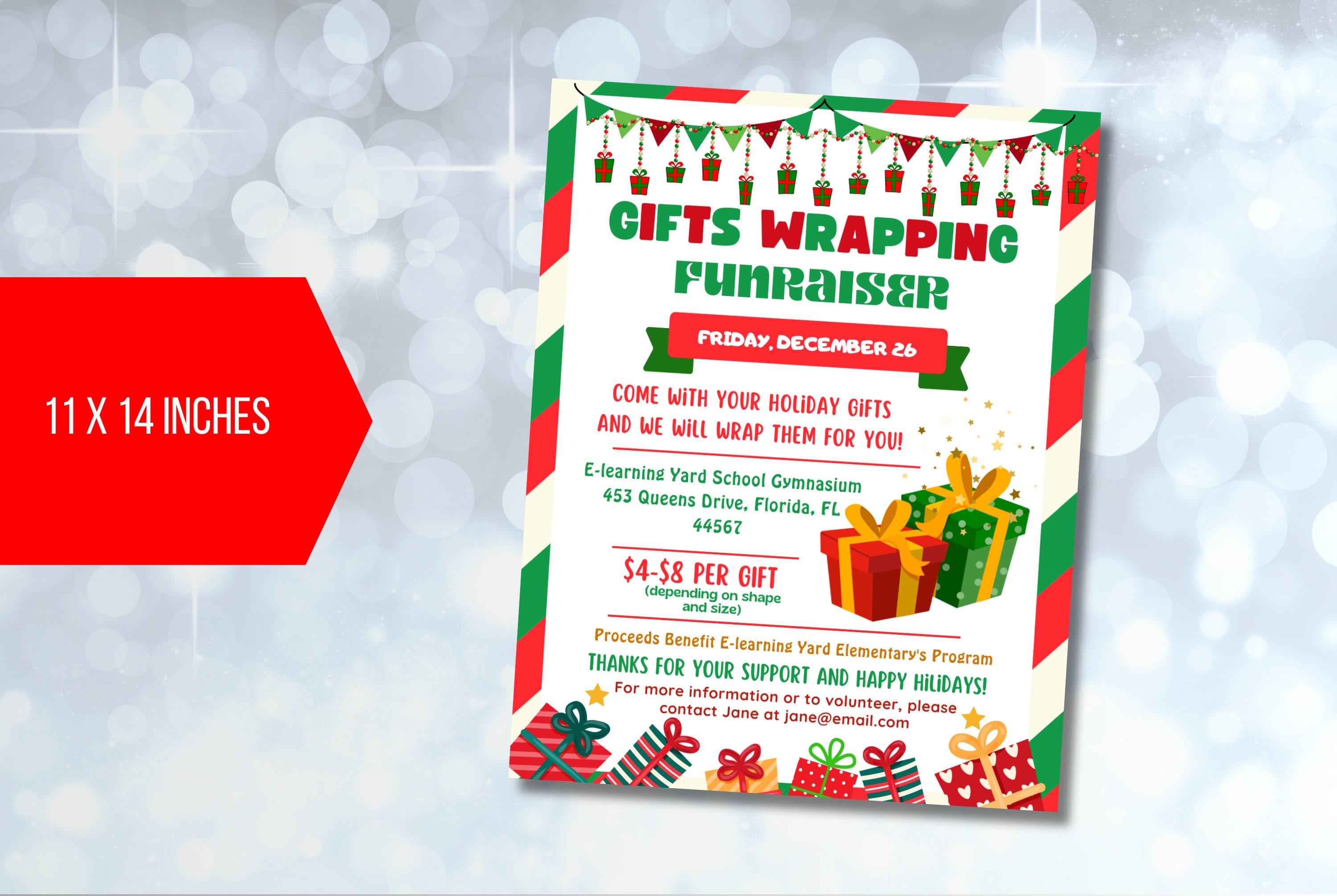 EDITABLE Christmas Gift Wrapping Fundraiser Flyer Template, Non-profit ...