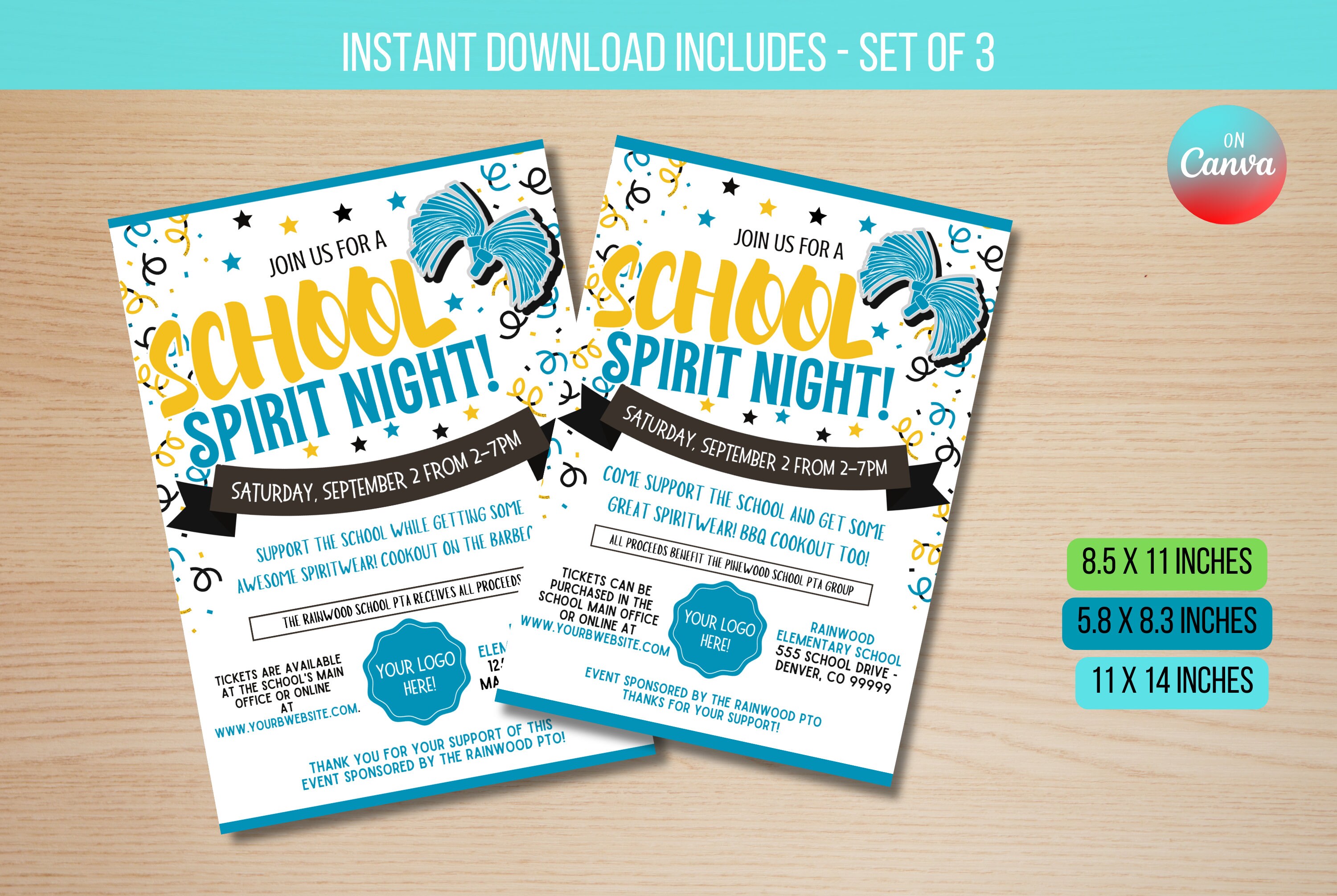 Editable School Spirit Flyer, School Spirit Night Party, Spirt Night ...