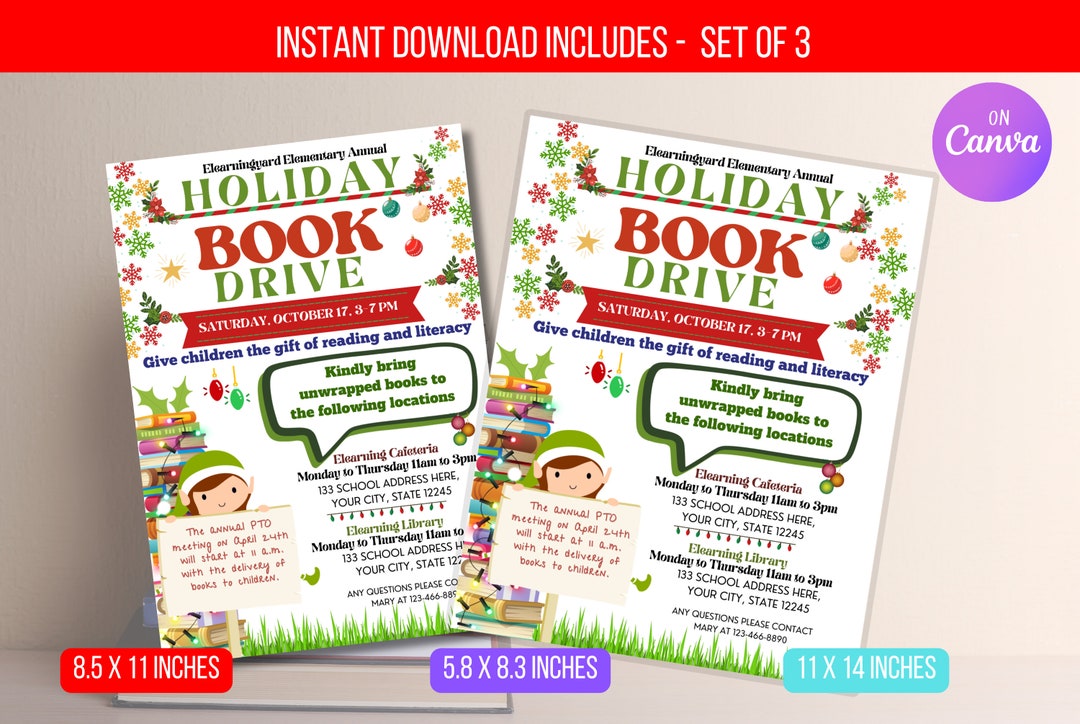 EDITABLE Holiday Book Fair Invitation Flyer, School Holiday Book Fair ...