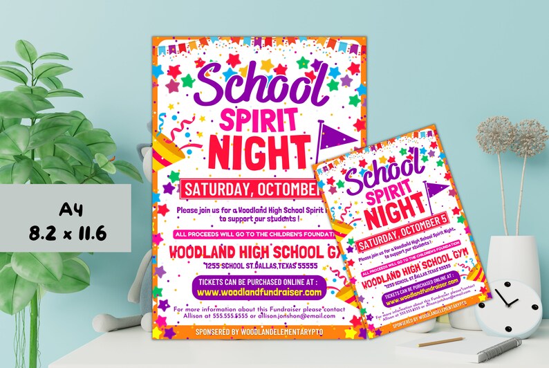 Editable School Spirit Flyer, School Spirit Night Party, Spirit Night ...