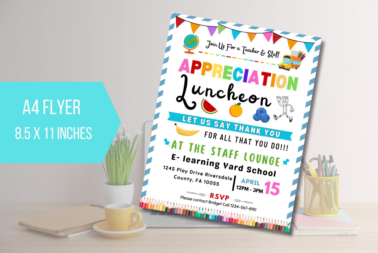 EDITABLE Teacher Staff Appreciation Luncheon Invitation Flyer ...