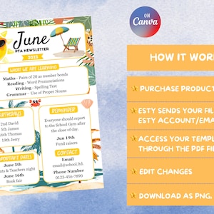 EDITABLE June Newsletter Template, Classroom Printable Handout Flyer ...