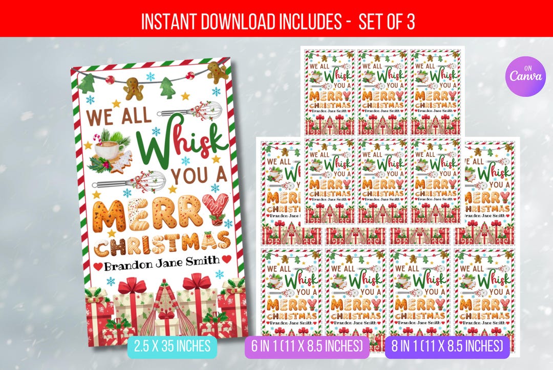 EDITABLE Whisk You a Merry Christmas and a Happy New Year! Holiday Tag ...