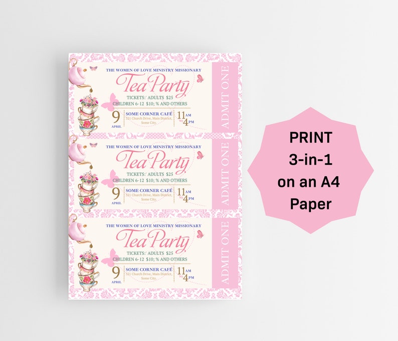 Ladies Tea Event Flyer Printable Pink and Gold Par-tea Invite - Etsy