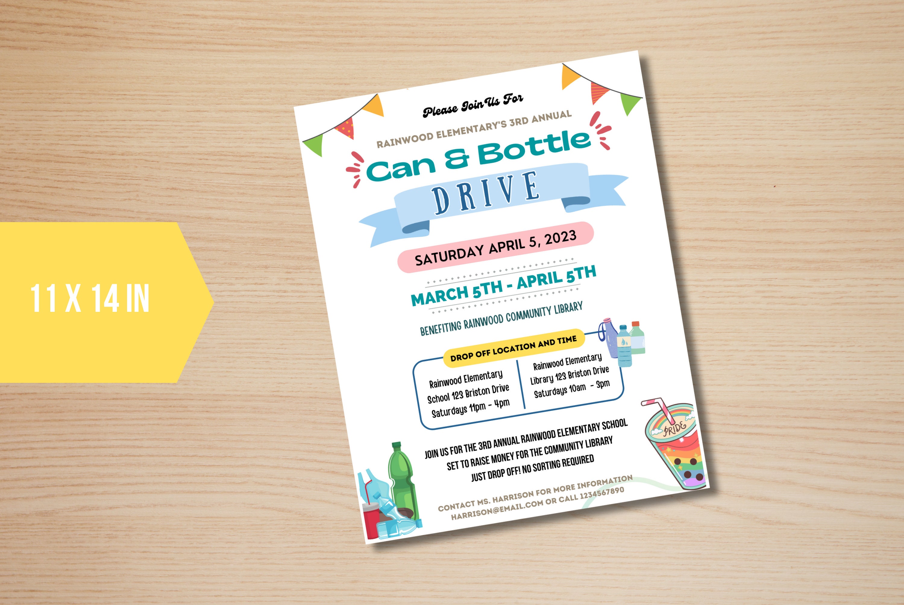 EDITABLE Can and Bottle Drive Flyer Printable Invitation Pto - Etsy Canada