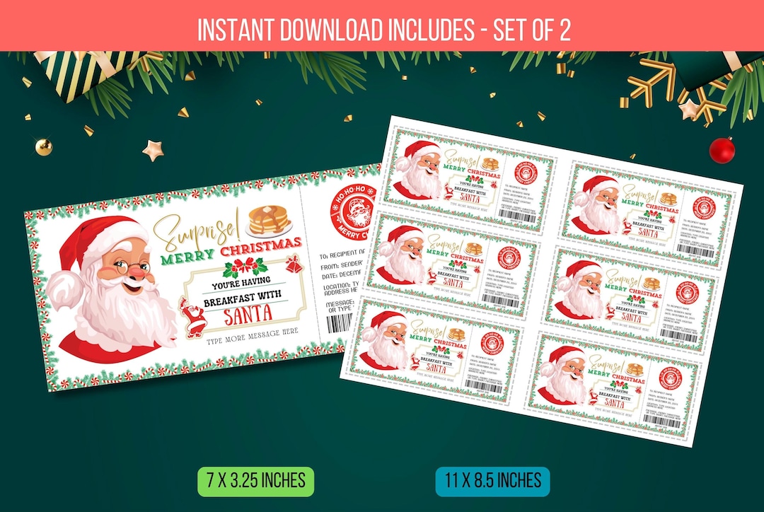 EDITABLE Breakfast With Santa Template Flyer, Breakfast Ticket, Pancake ...