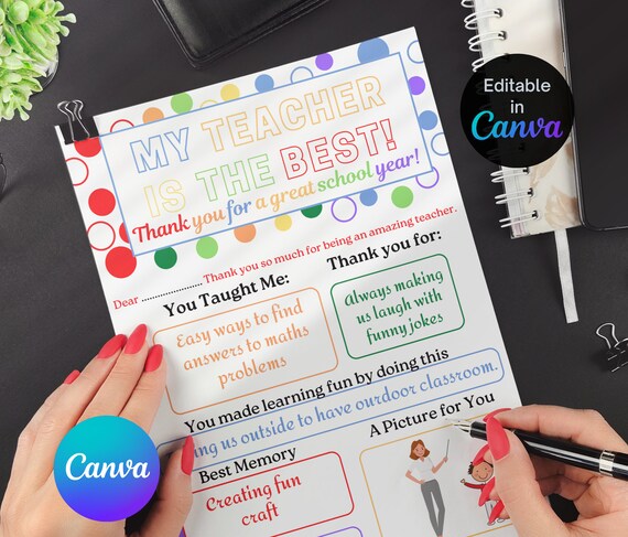 Printable Teacher Appreciation End of Year Review Teacher - Etsy