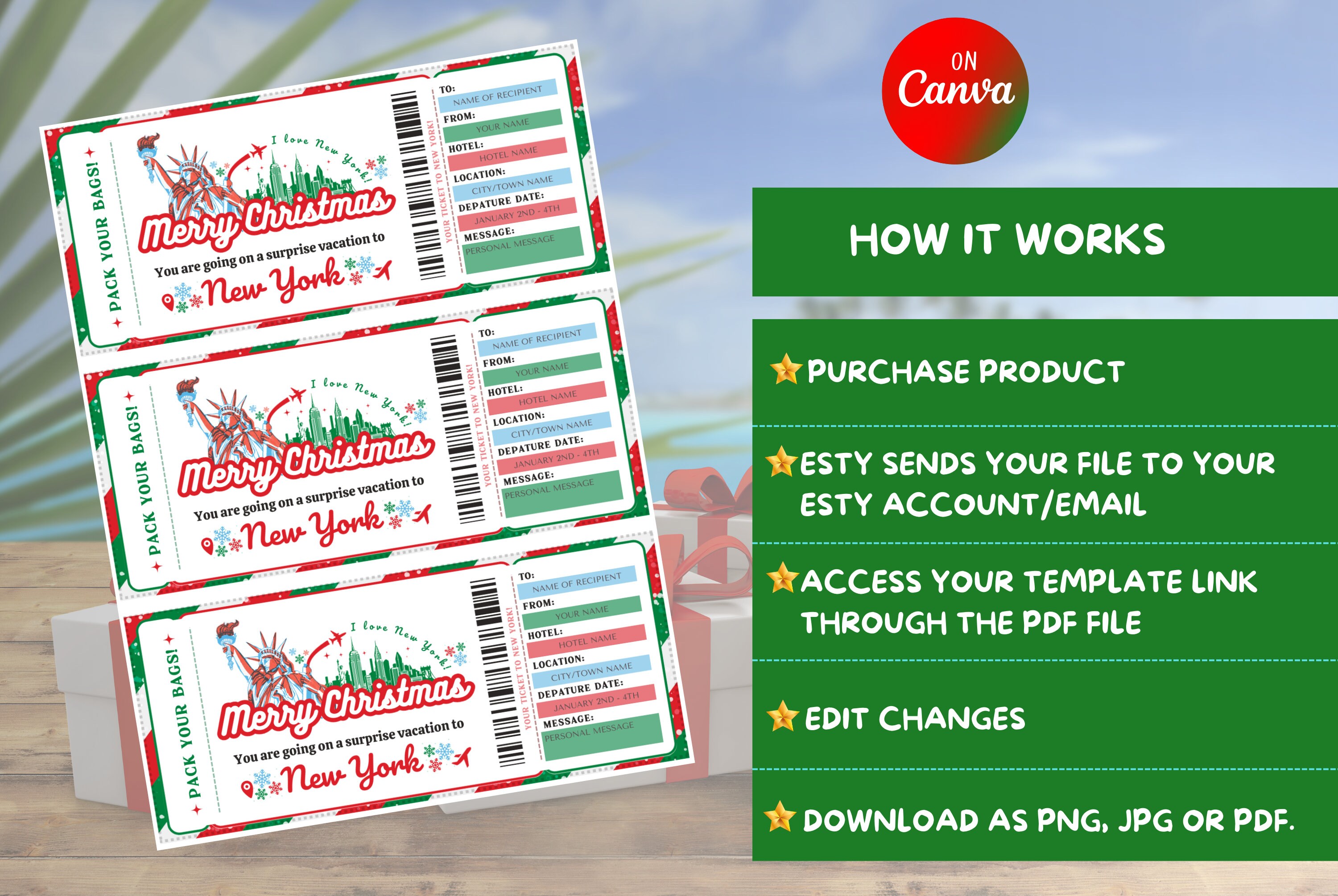 EDITABLE Christmas Boarding Ticket Template Flyer Christmas - Etsy