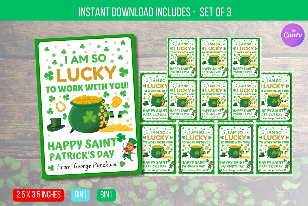 EDITABLE I Am so Lucky to Work With You, Shamrock Rainbow Office Staff ...