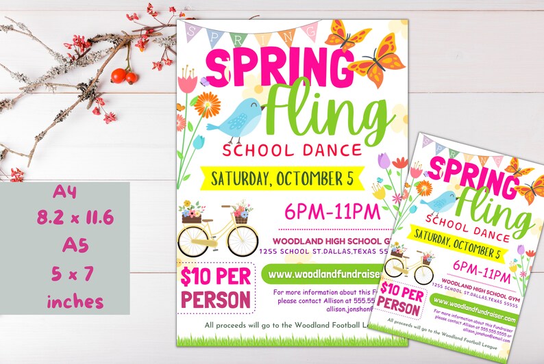 EDITABLE Spring Fling School Dance Set Sun Rainbow - Etsy