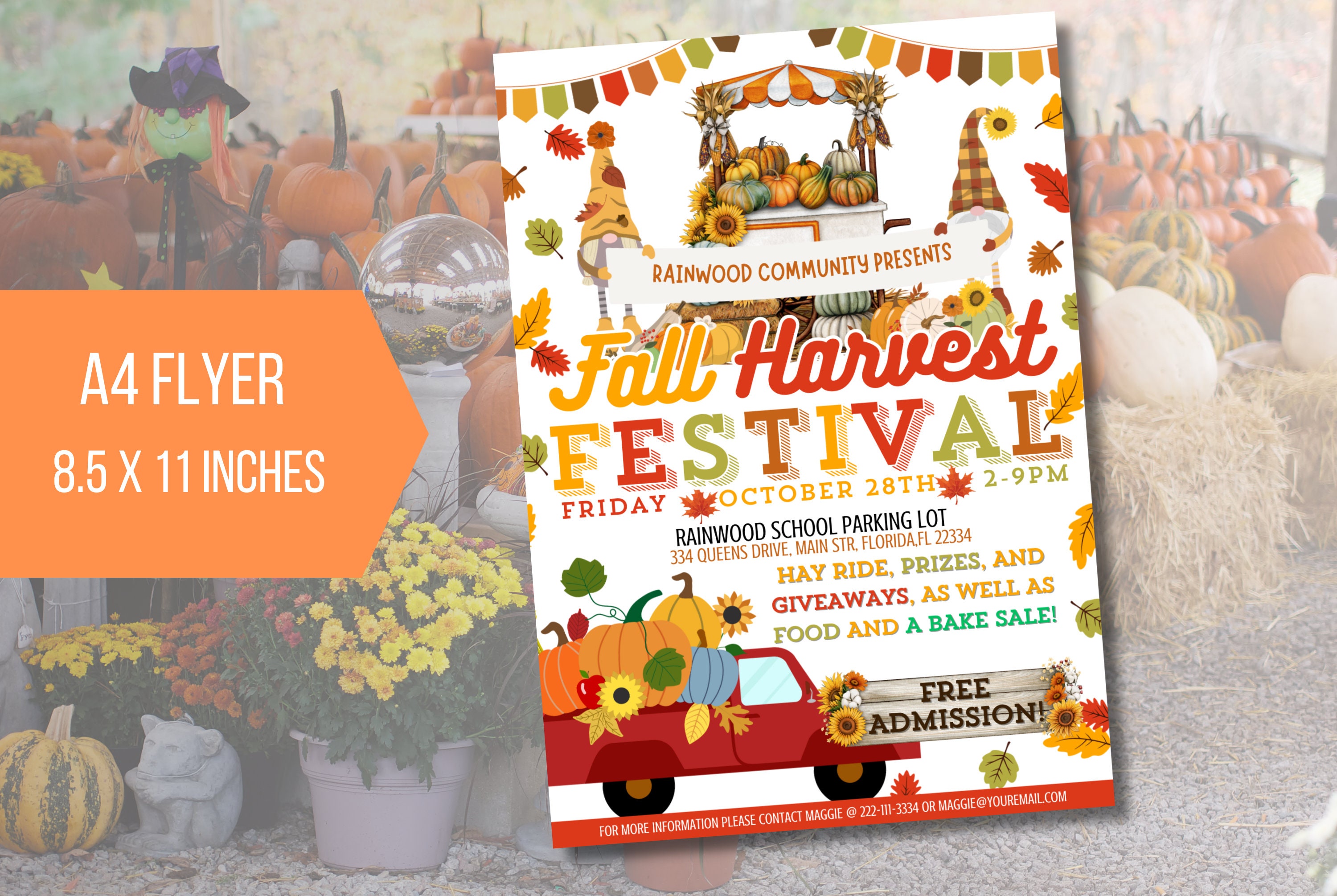 EDITABLE Fall Harvest Festival Invitation Flyer School Event - Etsy