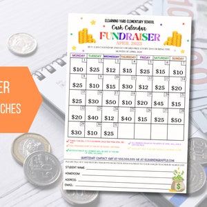 EDITABLE Cash Calendar Fundraiser Flyer Template, School Non-profit ...