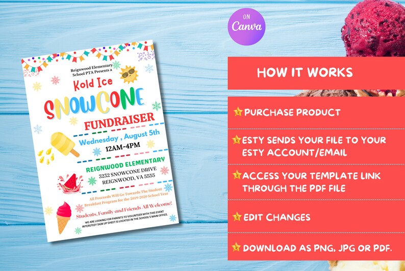 EDITABLE Snowcone Fundraiser Flyer Editable Appreciation - Etsy