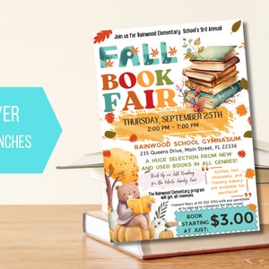 EDITABLE Fall Book Fair Invitation Flyer, School Fall Book Fair ...