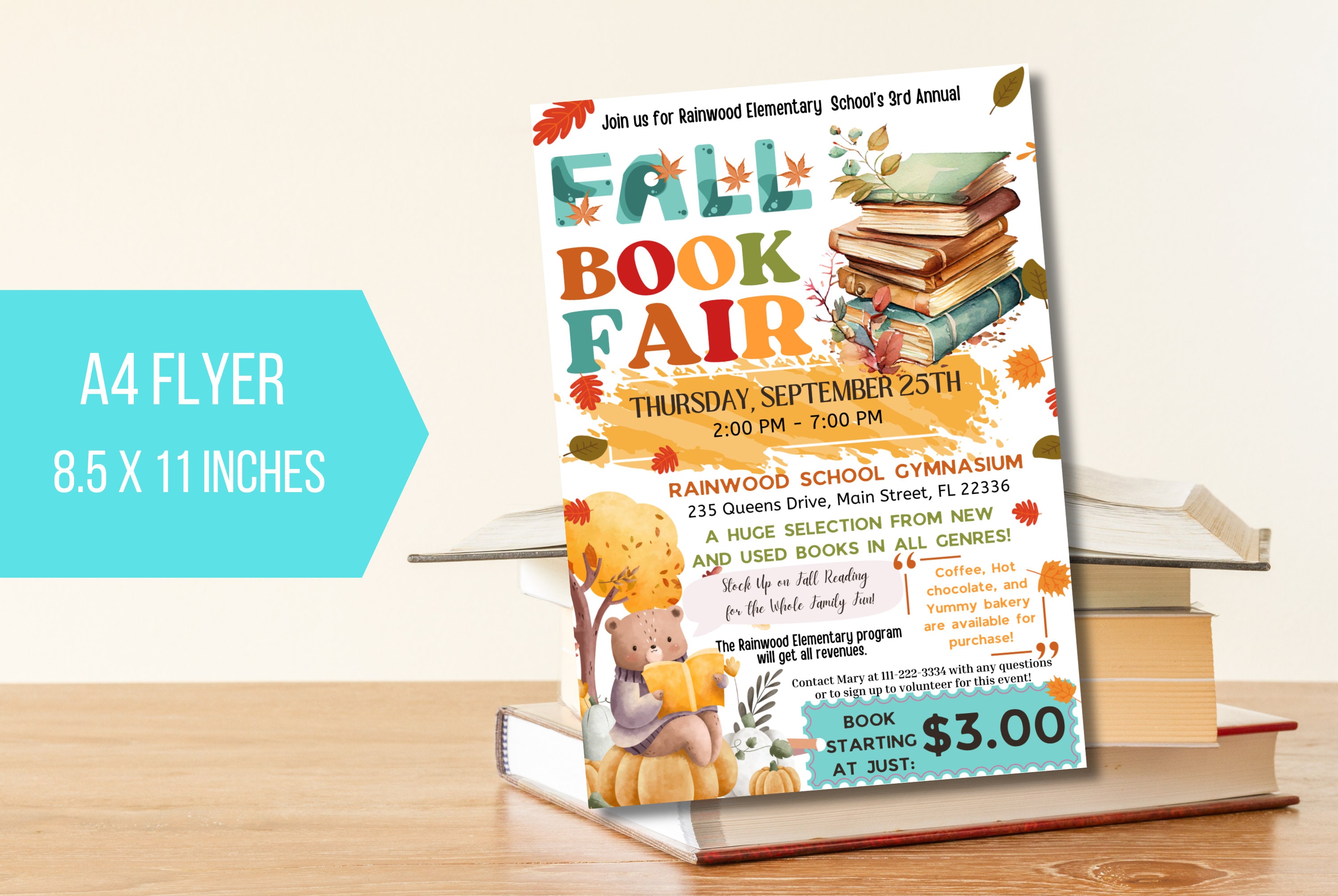 EDITABLE Fall Book Fair Invitation Flyer, School Fall Book Fair ...