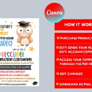 EDITABLE Preschool Graduation Invitation, Preschool Pre K Graduation ...