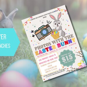 EDITABLE Cute Photos With the Easter Bunny Flyer, Printable Invite ...