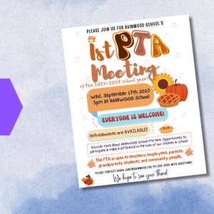 EDITABLE PTA Meeting Handout Flyer, School Information Meeting Flyer ...
