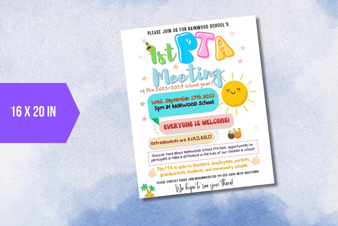 EDITABLE PTA Meeting Handout Flyer, School Information Meeting Flyer ...