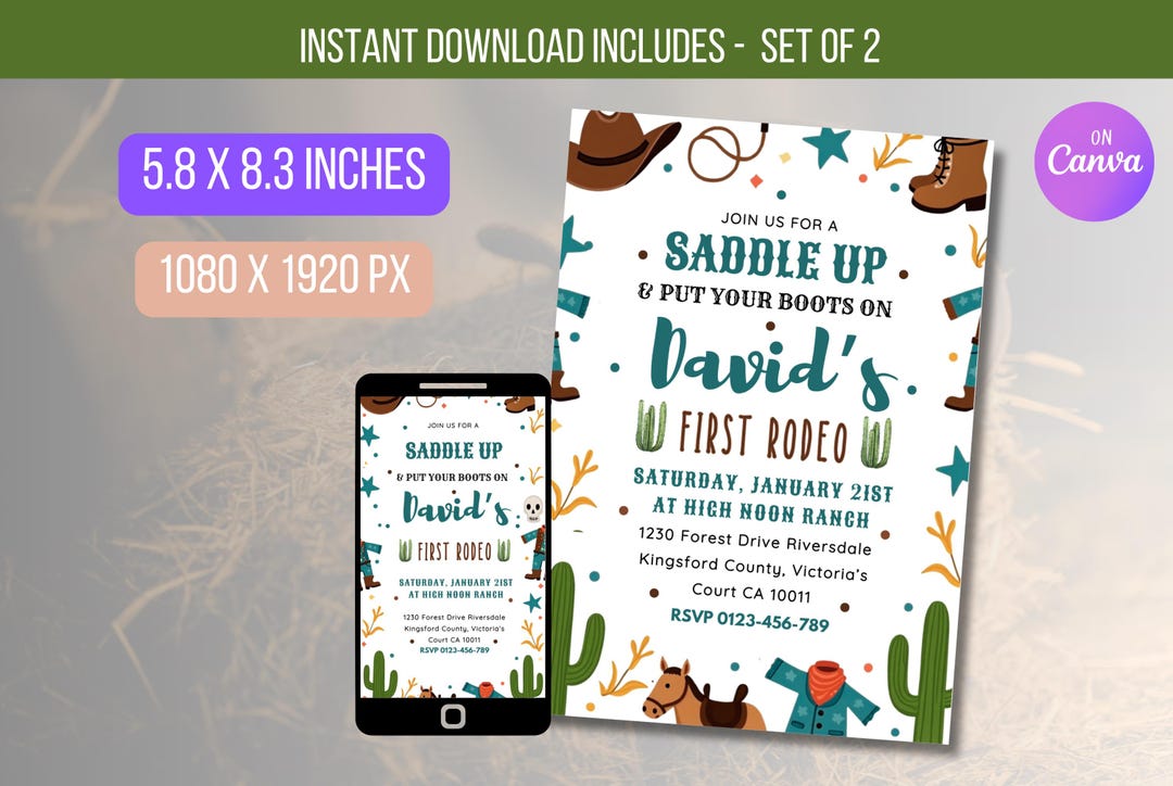EDITABLE Saddle up Invite, Rodeo Birthday Invitation, Cowboy Country ...