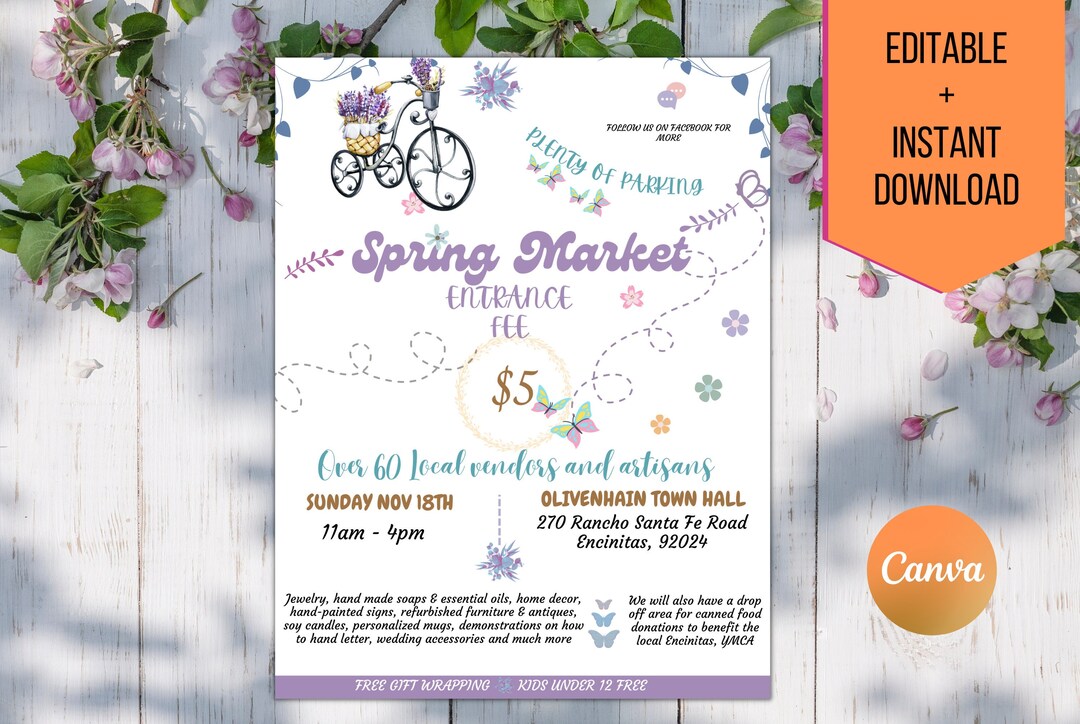Spring Market Flyer, Custom Flyer, Vendor Flyer, Market Flyer, DIY ...