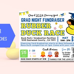 EDITABLE Rubber Duck Graduation Flyer, School Benefit Poster ...