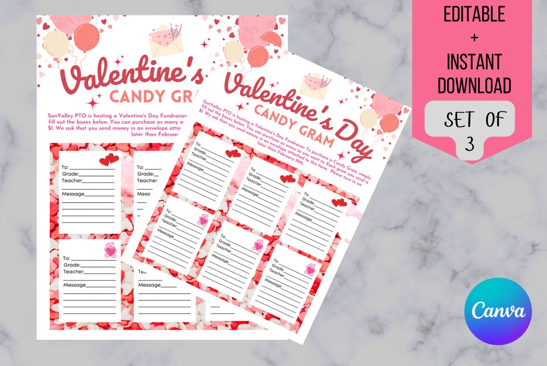 Valentines Day Candy Gram, School Daycare Fundraiser PTA PTO Nonprofit ...