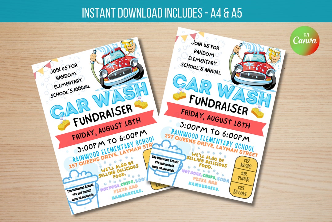 EDITABLE Car Wash Fundraiser Flyer, PTA PTO Flyer, School Benefit ...